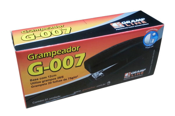 Grampeador G-007 Plástico 20 Folhas - Gramp Line