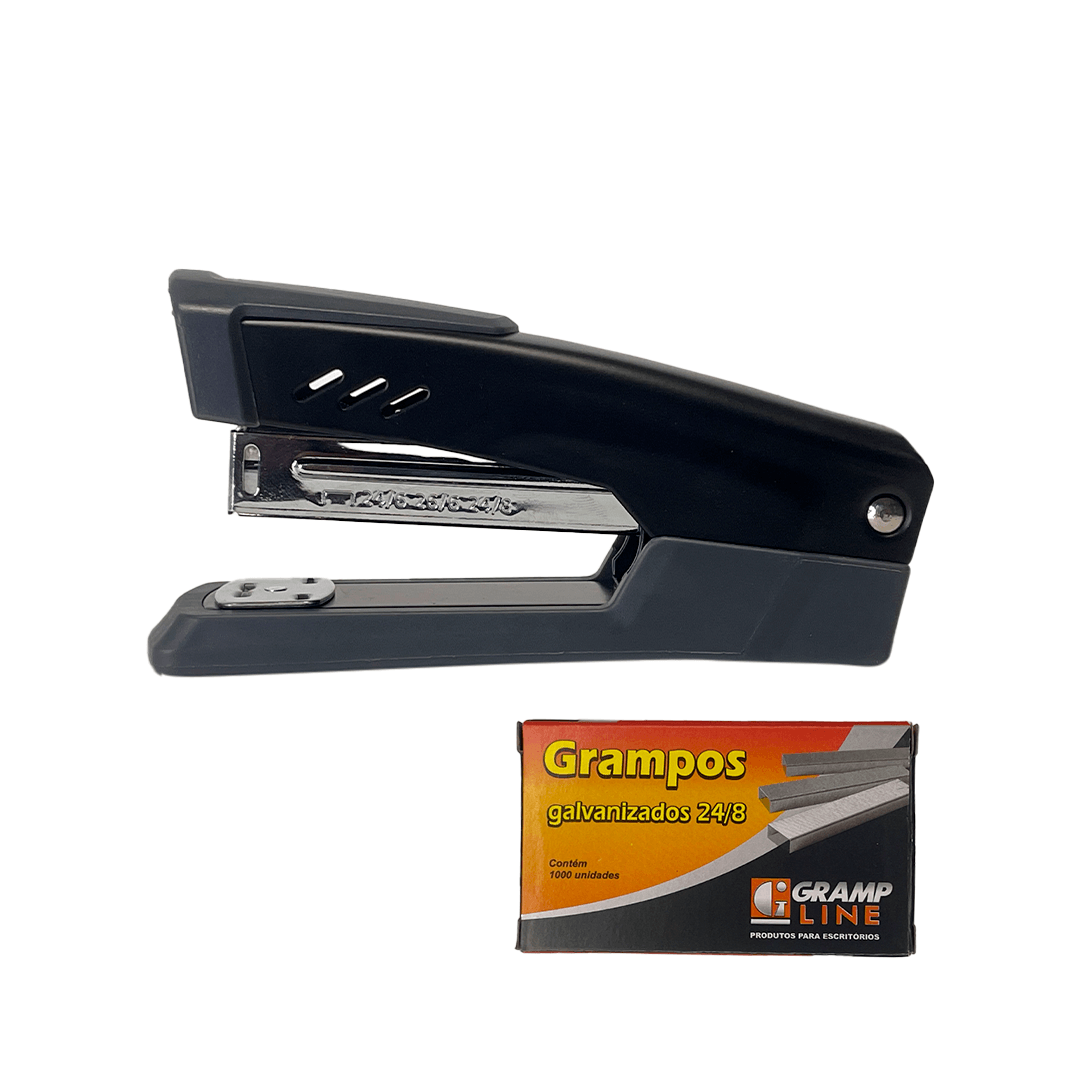 KIT GRAMPEADOR 50 FOLHAS METAL GE-3050 + GRAMPO 24/8 (1000) - Gramp Line